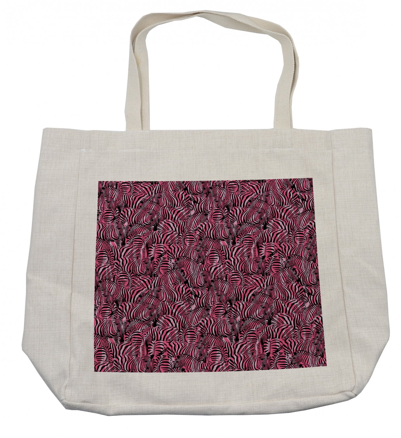 Pink Zebra Shopping Bag, Bunch of Zebra Forming Contemporary ...