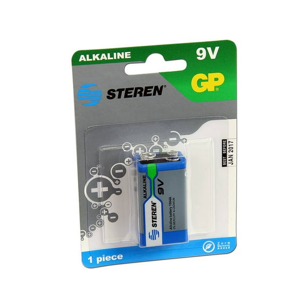 Pila alcalina cuadrada de 9 Volts. Steren BAT-9V | Walmart en línea
