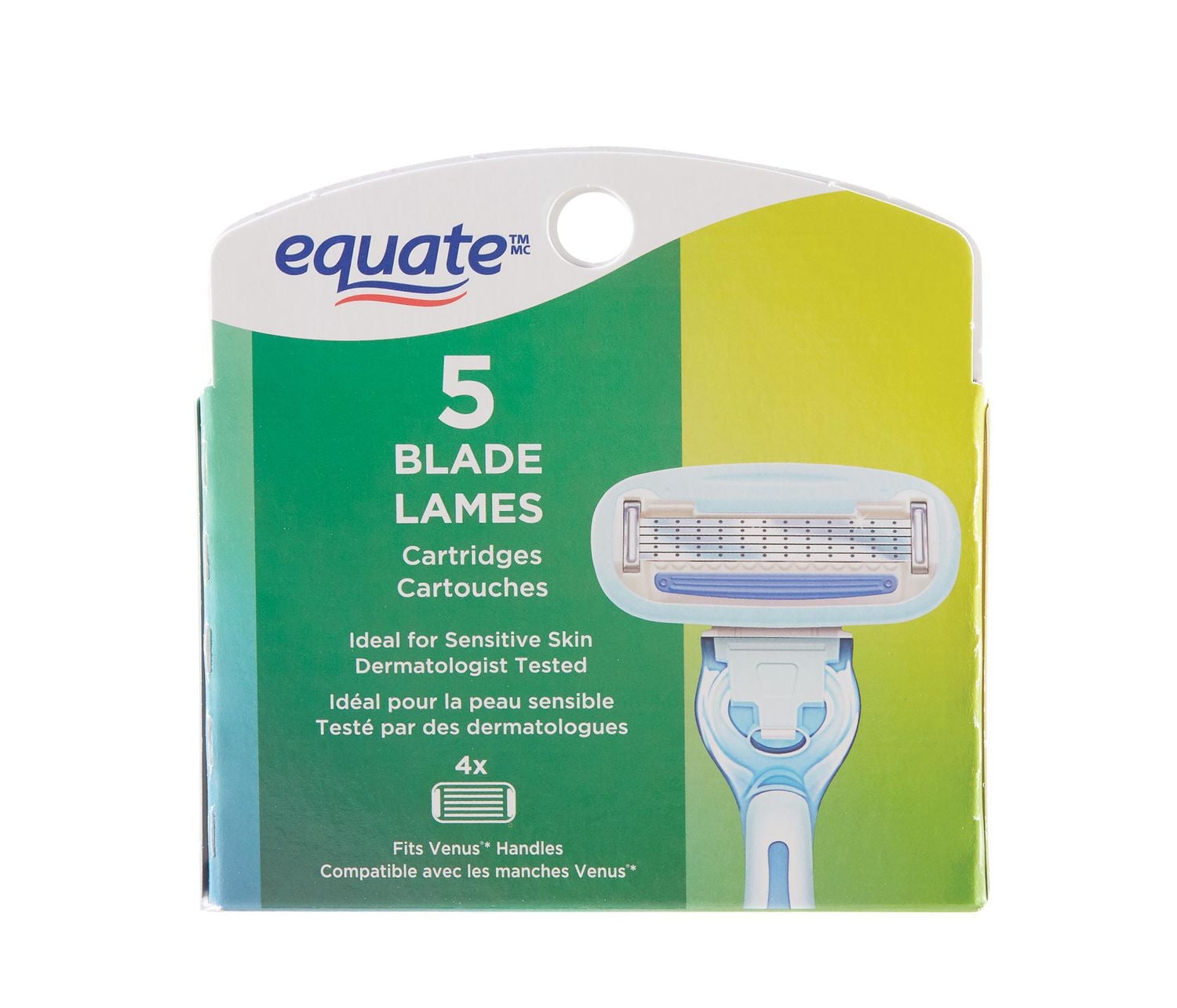 Equate 5 Blade Razor Refills for Women, Sensitive Skin, Pack of 4 ...