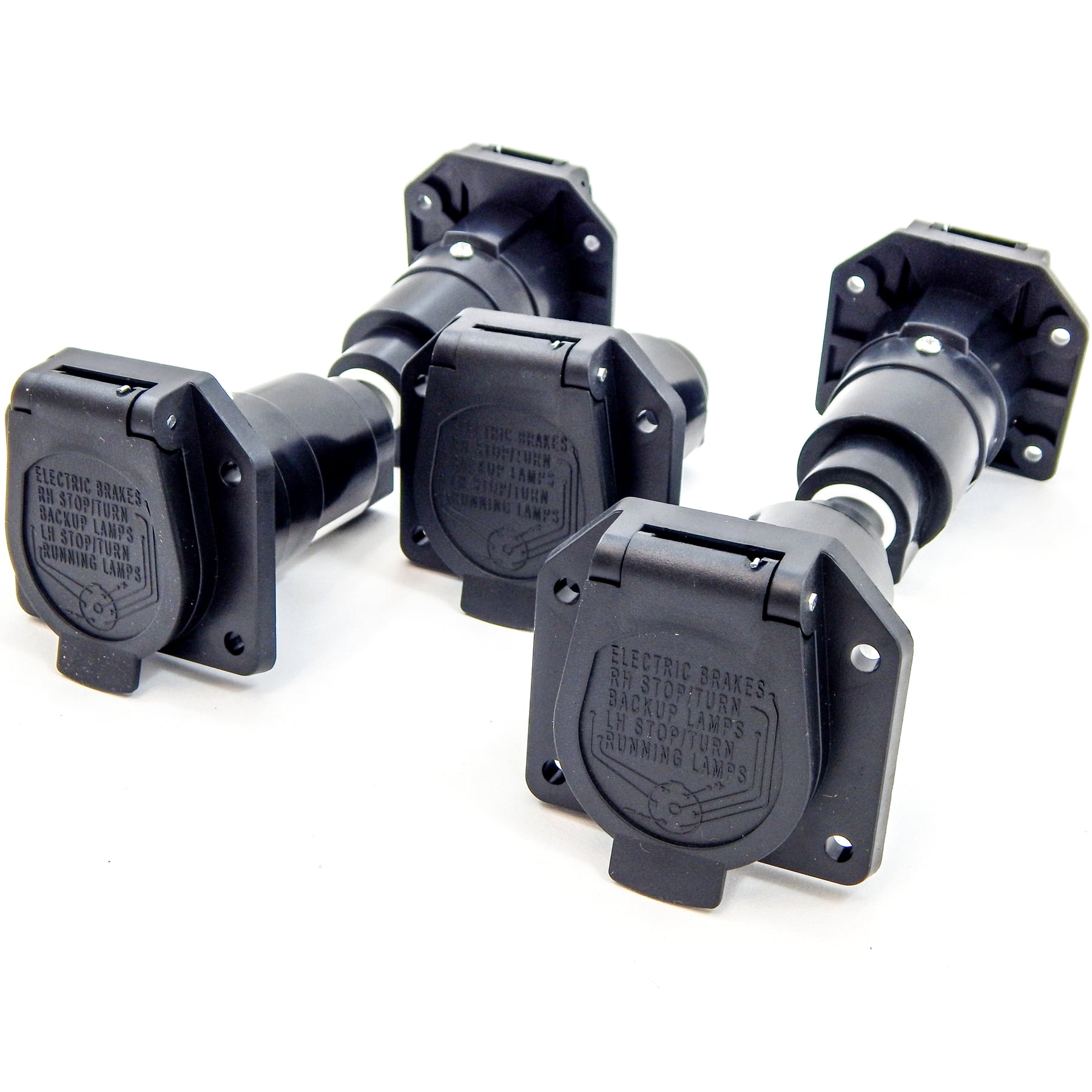Red Hound Auto (5) 7 Way Round Trailer Connector Female RV Light Plug ...