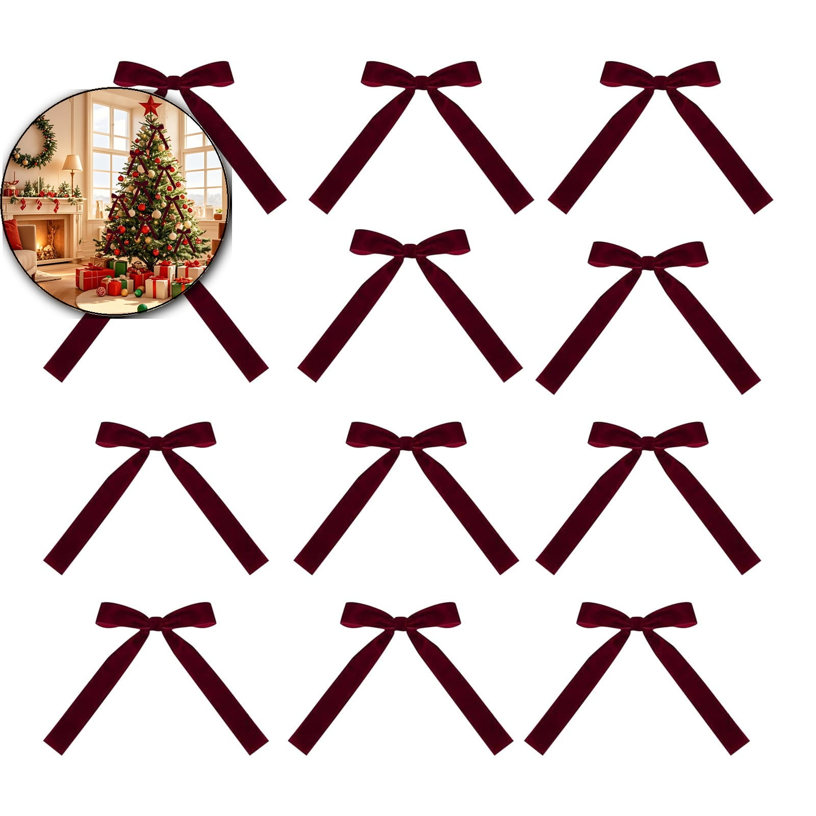 Click here for Dvruxg 12-Pack Velvet Christmas Tree Bows - Elegan... prices