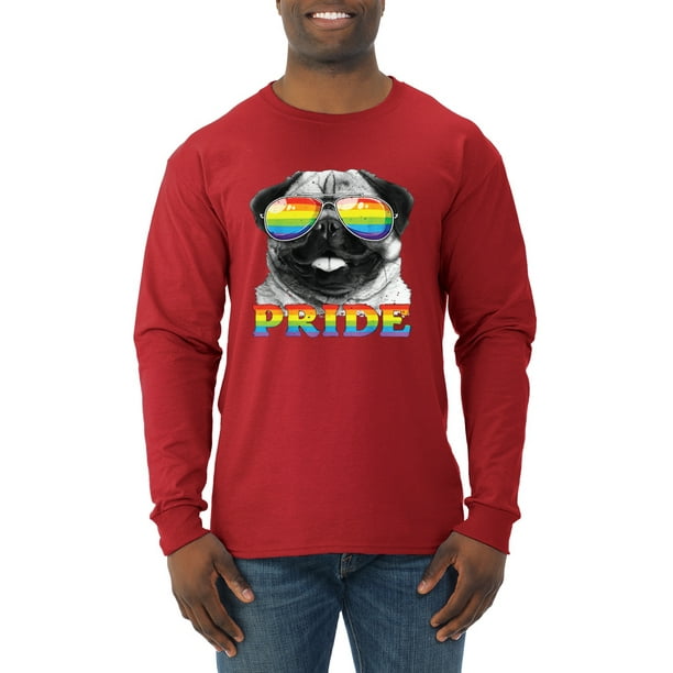 LGBTQ Pug Dog Lover Pride Flag Gift| Mens LGBT Pride Long Sleeve T ...