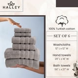 HALLEY Turkish Towels Set, 6 Pieces, 650 GSM, 100% Cotton, Gray, Highly Absorbent, Super Soft ...