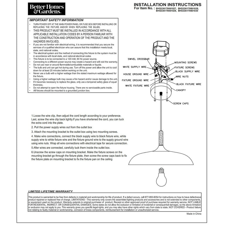 Ceiling Lamp Installation Instructions | Shelly Lighting