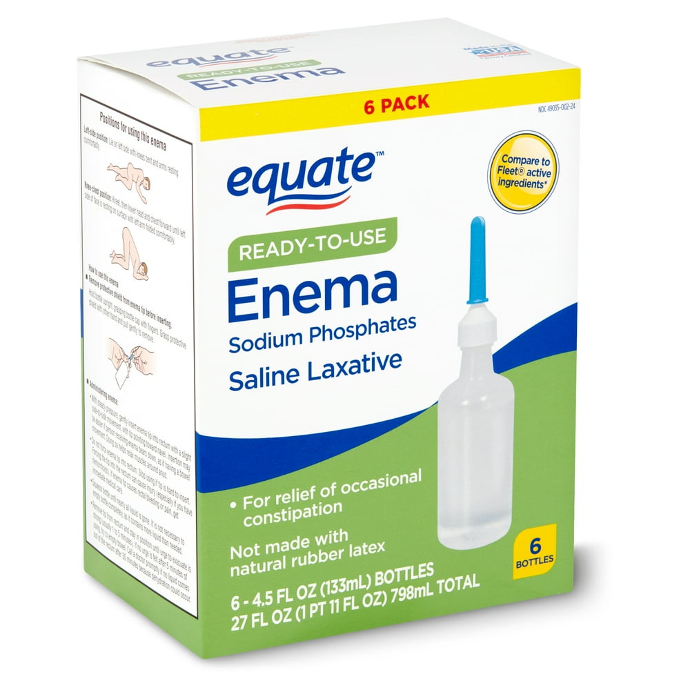 Equate Enema Sodium Phosphates Saline Laxative, 4.5 fl. Oz., 6 Count ...