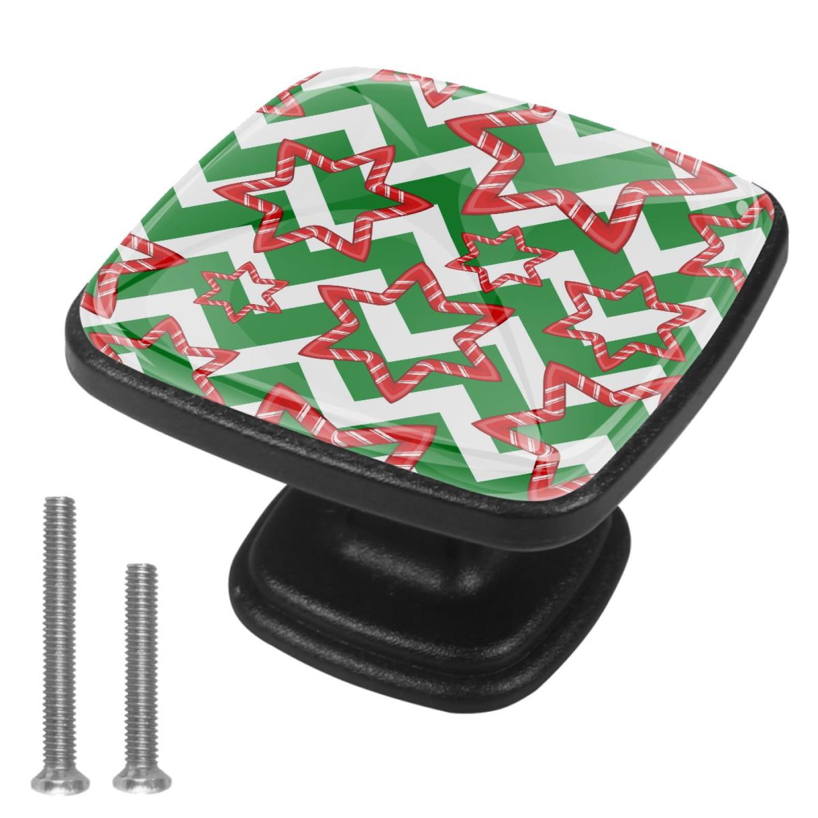 4 Pcs Cabinet Handle Drawer Pulls Christmas Knobs with Screws Square ...