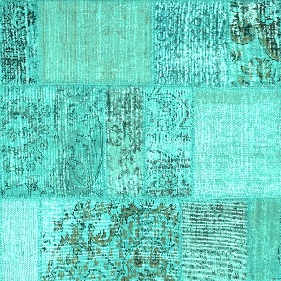 Ahgly Company Indoor Square Patchwork Turquoise Blue Transitional Area ...