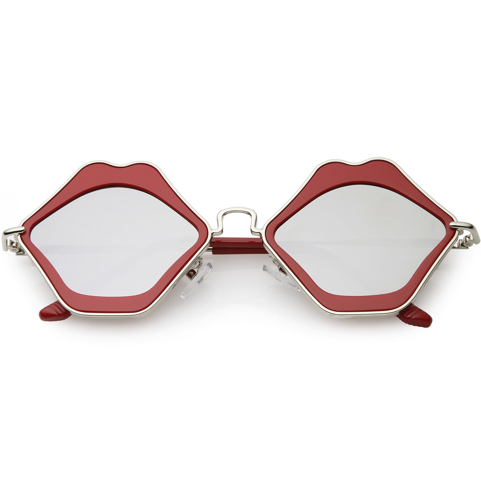 Oversize Lips Sunglasses Slim Arms Flat Mirrored Lens Lips Sunglasses ...