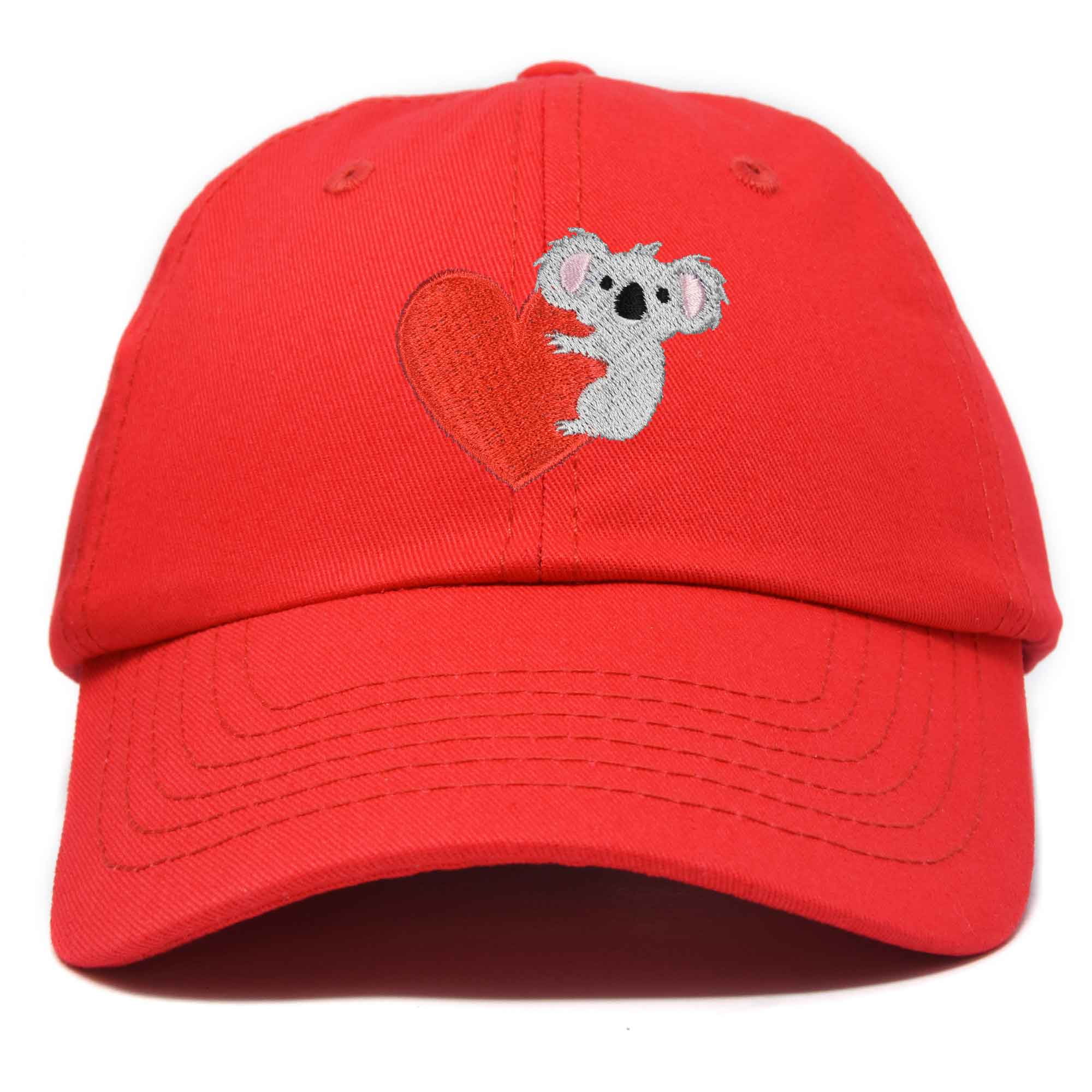 DALIX Cute Koala with Heart Hat Womens Embroidered Baseball Cap in Red ...