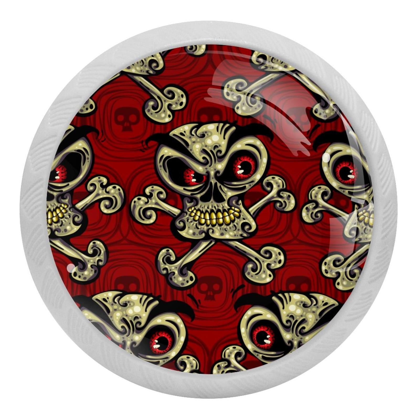 4PCS Round Skull Cabinet Fluorescence Knob Glowing in the Dark ...