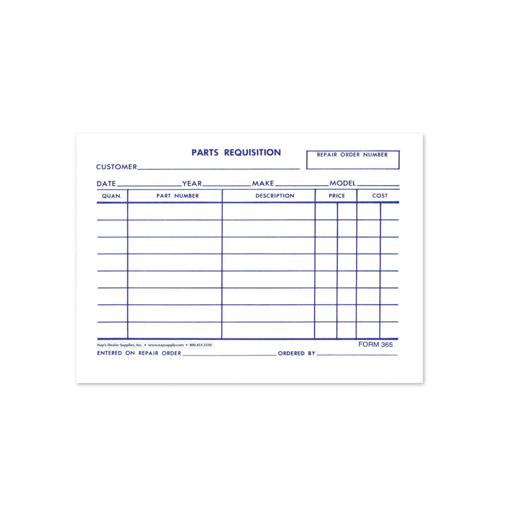 Parts Requisition Short Form - Pack of 1,000 - Walmart.com