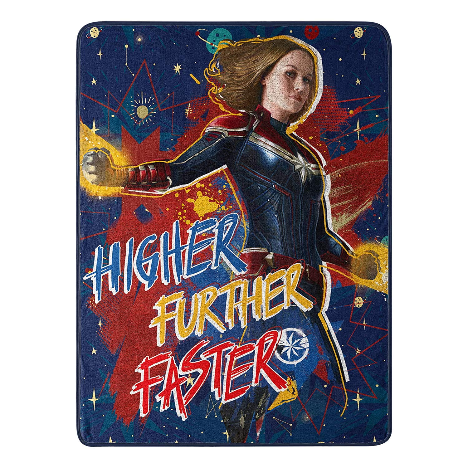 Marvel Comics Captain Marvel Higher, Further, Faster Throw Blanket ...