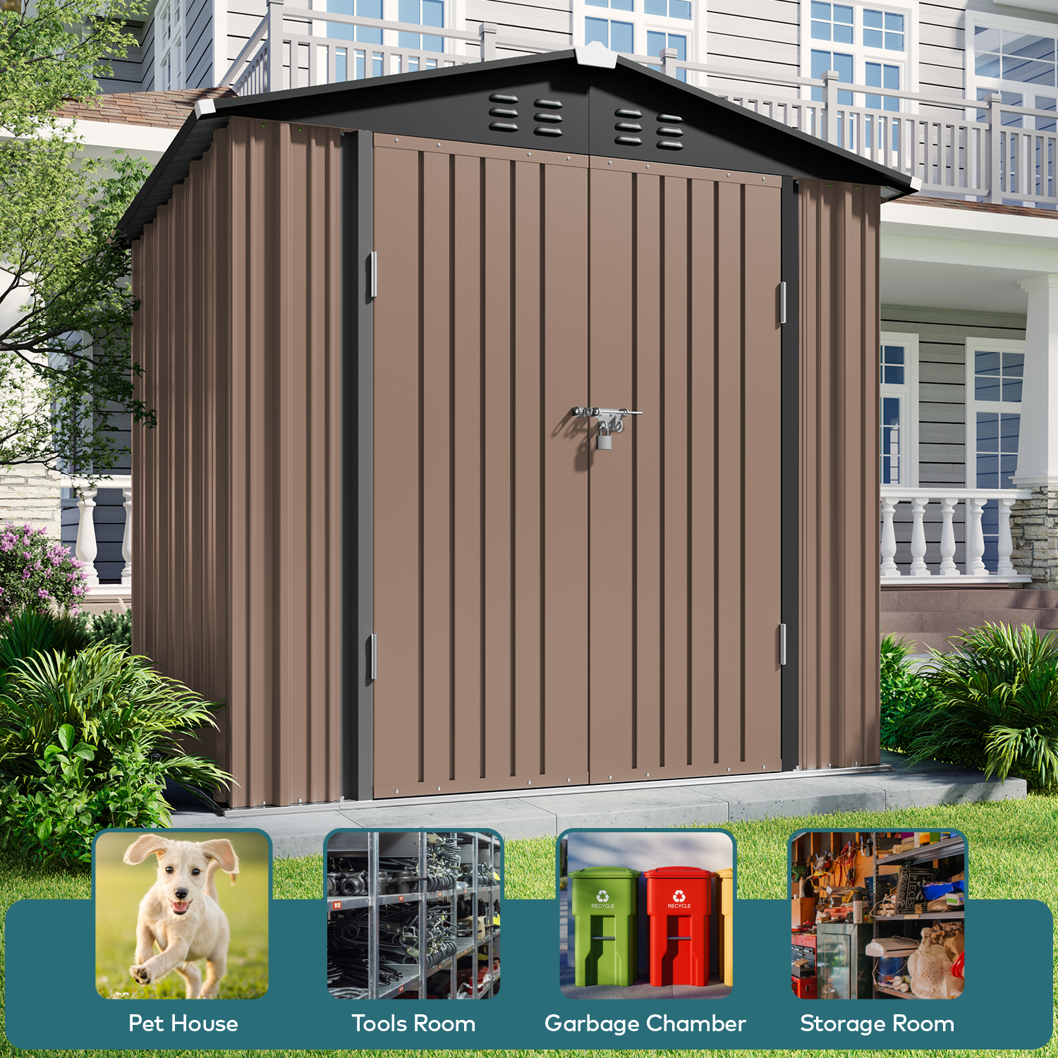 Lofka 6 X 4 FT Outdoor Shed For Storage Metal Garden Shed With Double Lofka 6 X 4 FT Outdoor Shed For Storage Metal Garden Shed With Double