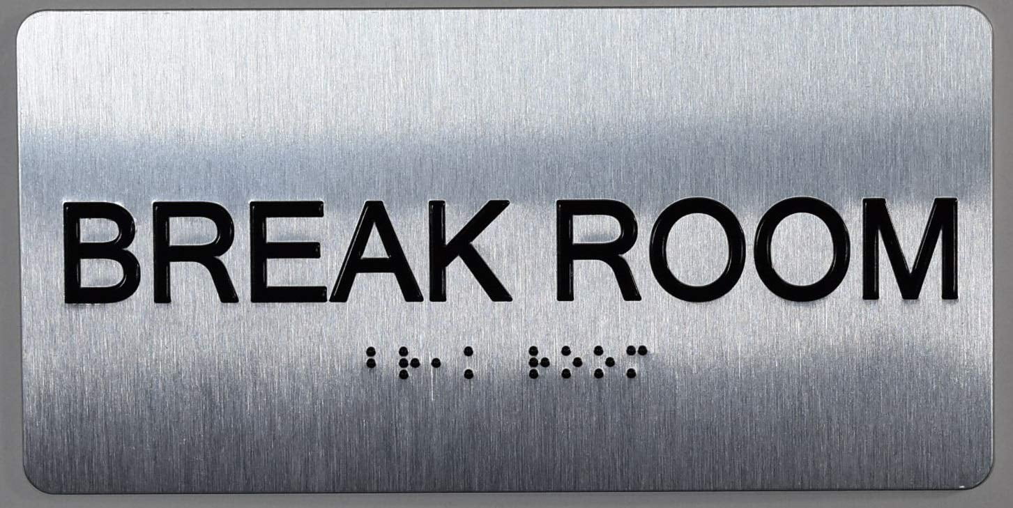 Break Room Sign Silver Floor Number Tactile Touch Braille Sign ...