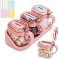 AHGLOP-3 PCS Glass Coffee Sugar Container Set, 10oz Pink Spice Jars ...