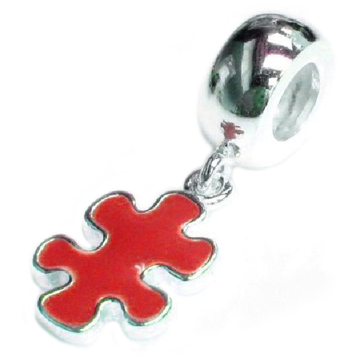 Queenberry Sterling Silver Autism Puzzle Red Enamel Awareness European ...