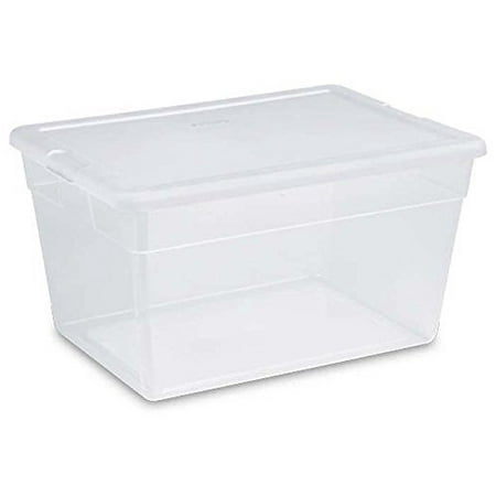 STERILITE 56 Quart Clear Storage Box See-through with White Lid (Pack ...