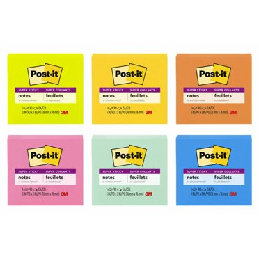Post-it Super Sticky Notes, 12 Packs, Colored Supernova Neons ...