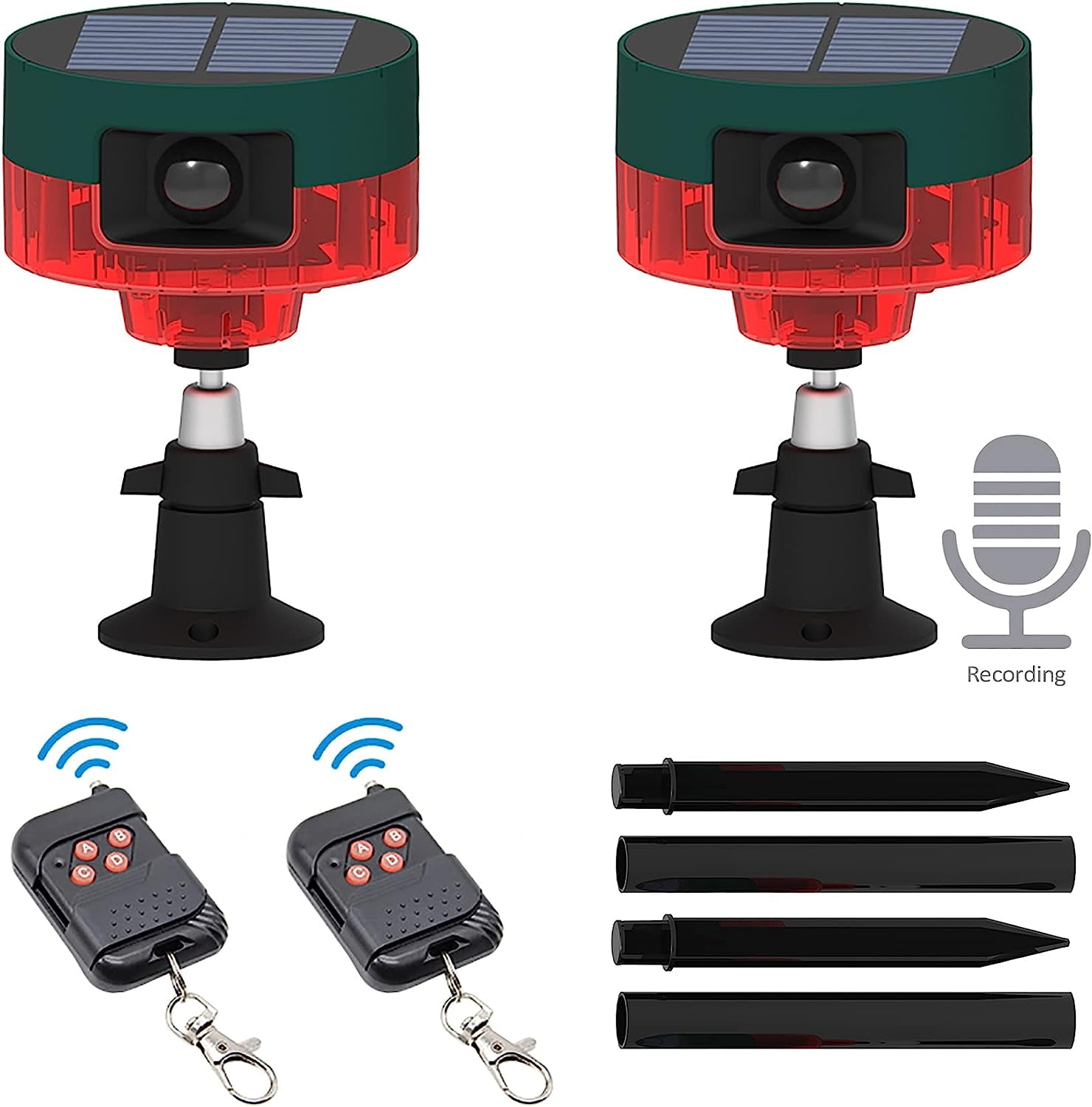 LINLIN Solar 360° Motion Sensor Alarm Outdoor with Remote, 129dB Loud LED Strobe Alarm Siren ...