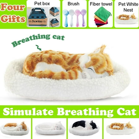 Lifelike Animated Breathing Stuffed Pet Cat Plush Sleep Toy Kids Gift ...