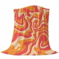 Abstract Distortion Texture Fleece Throw Blanket Red Yellow Line Fluid ...
