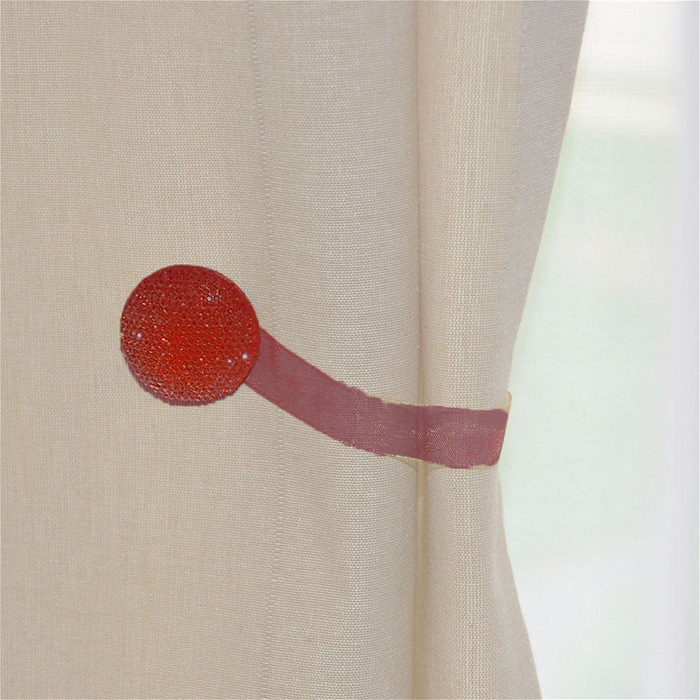 Round Red 2 Piece Crystal Magnetic Window Curtain Drapery Tie Back ...