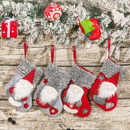 Christmas Stockings Cute Style Faceless Forest Man Socks Kids Candy ...