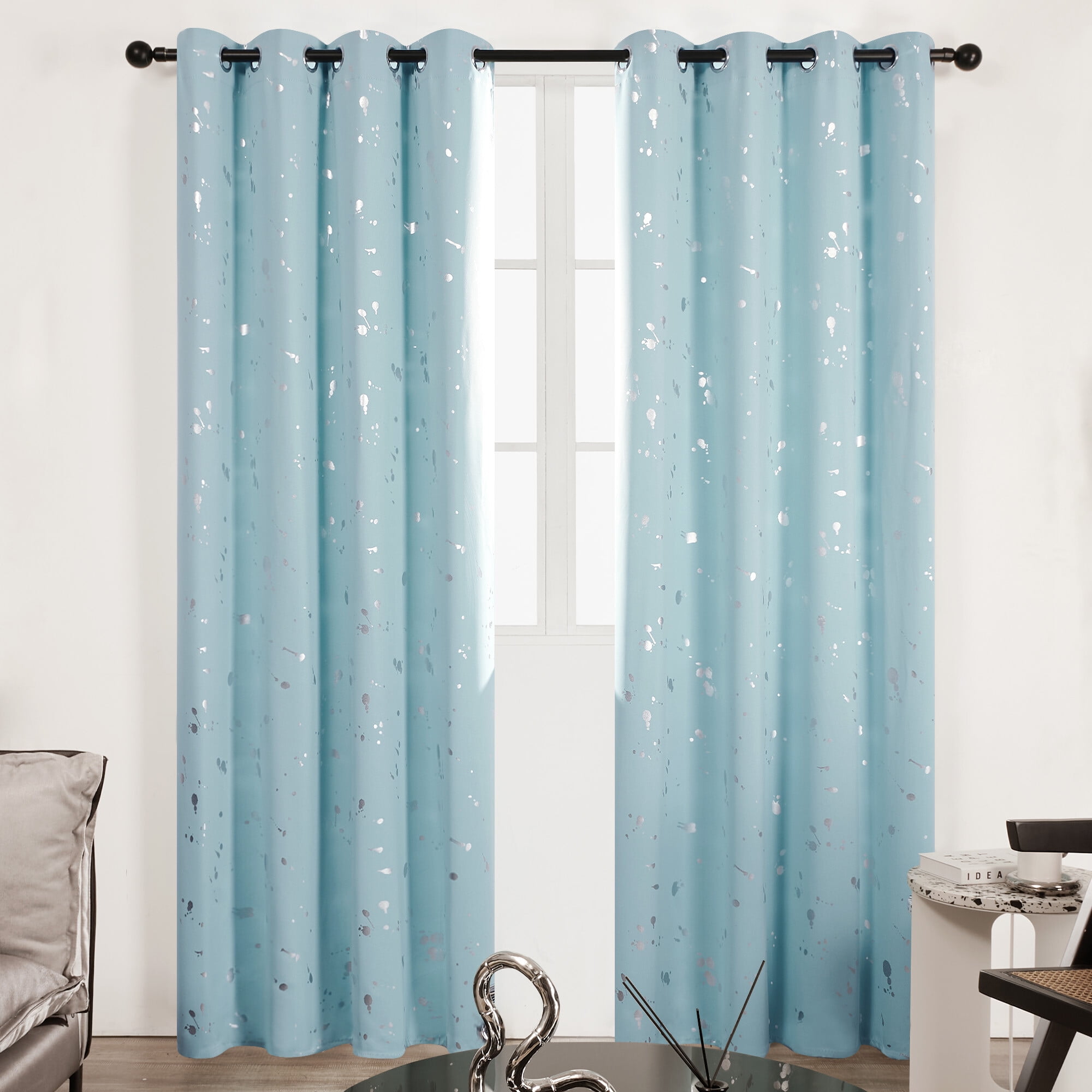 Light Blue Patterned Curtains