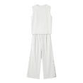Cekizud Two Piece Sets for Women Solid Color Sleeveless Top Loose ...