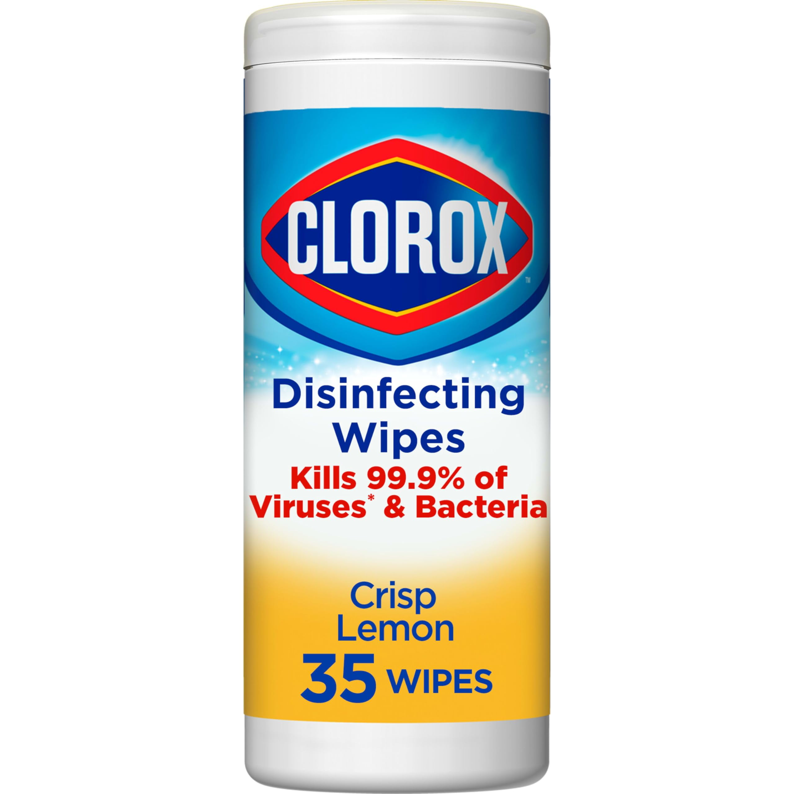 Toallitas desinfectantes Clorox Crisp Lemon, 35 unidades, sin lejía ...