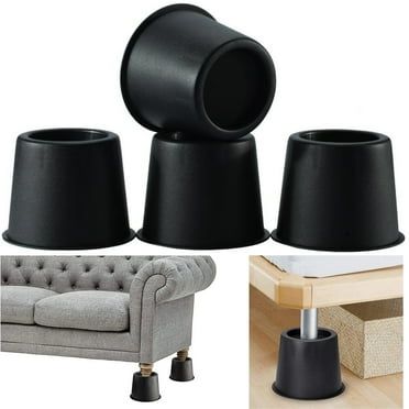 MQ Bed Risers 4 Inch 4 Pack Black Support 7000LBs, Oversized Furniture ...