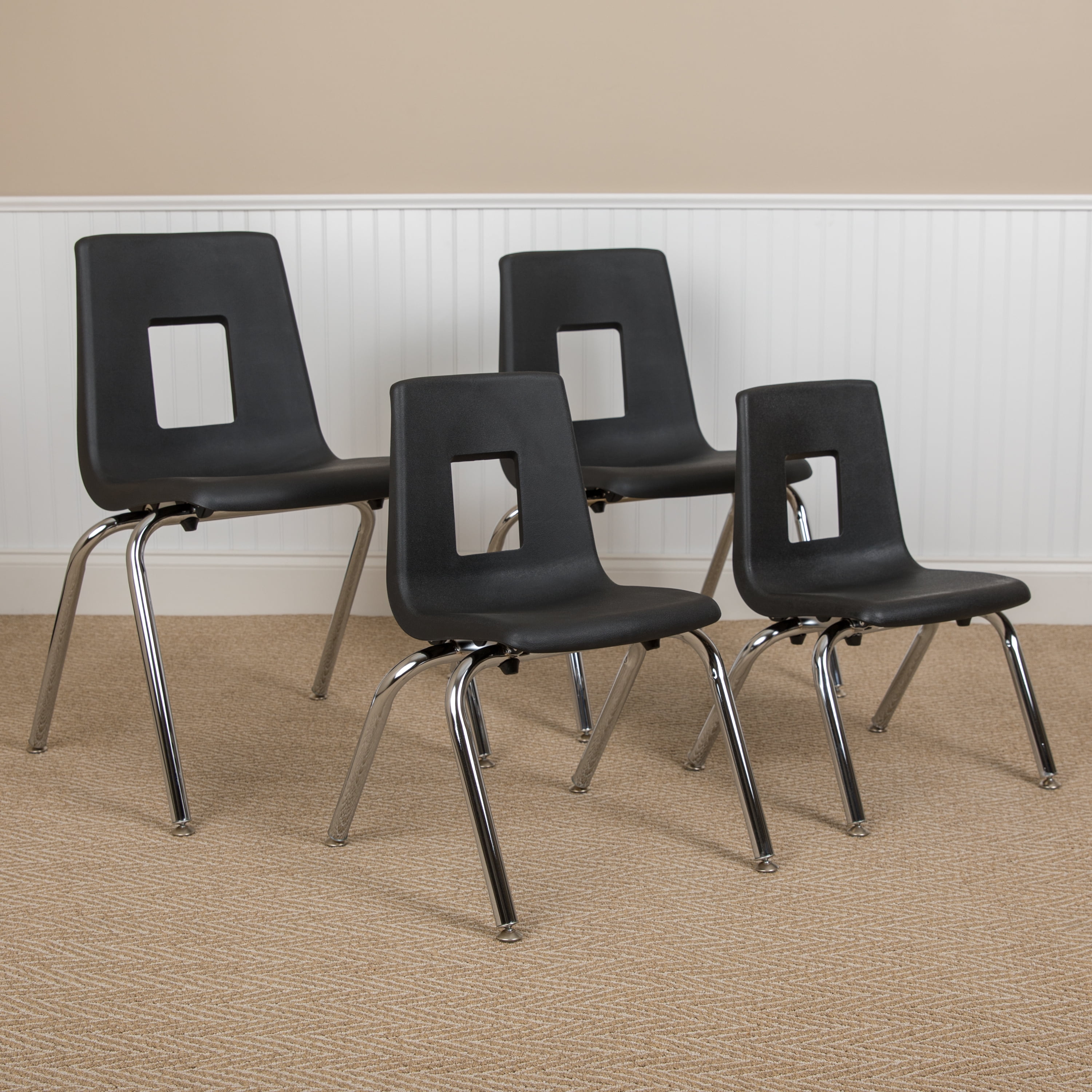 Emma + Oliver Black Student Stack School Chair - 12-inch - Walmart.com
