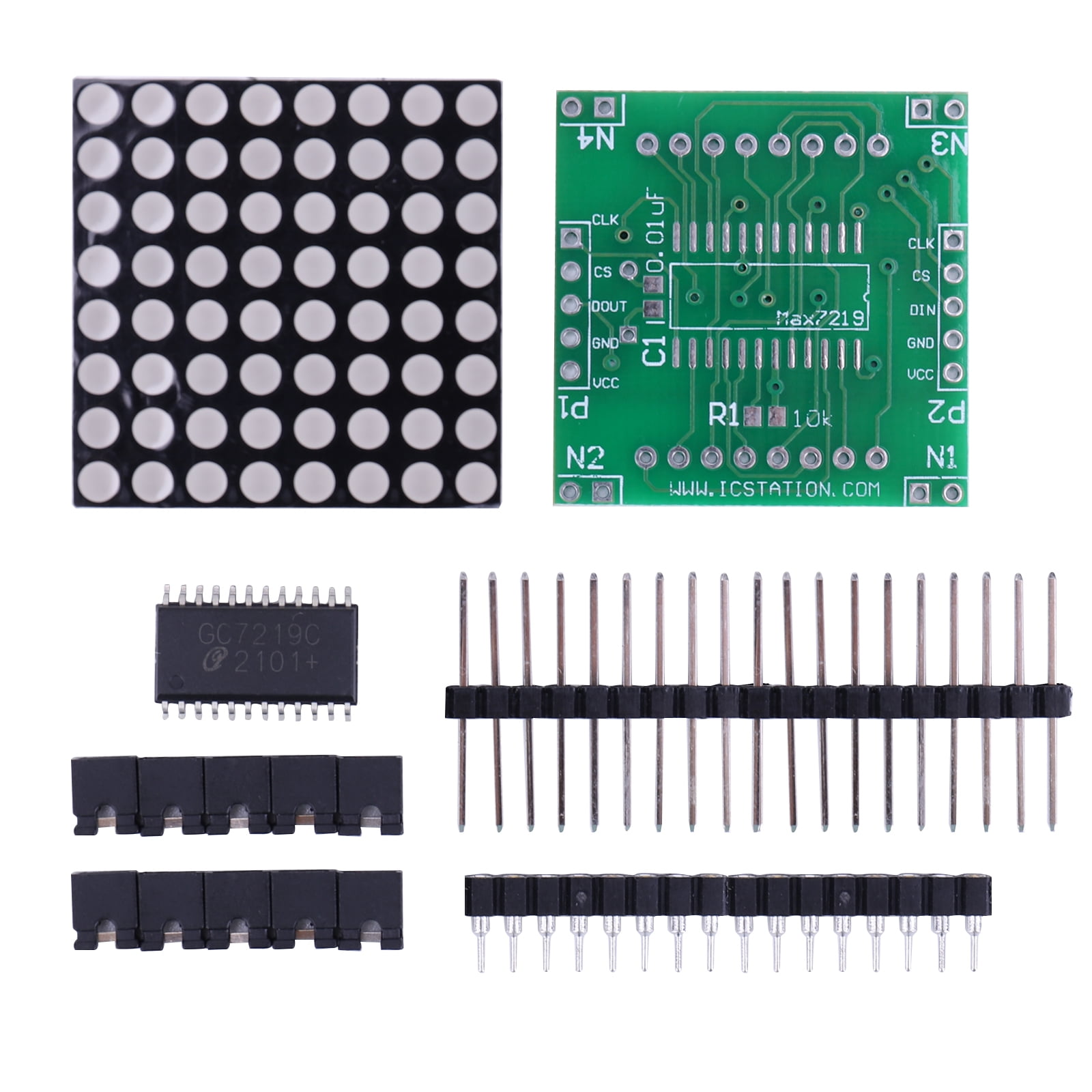 FLhrweasw MAX7219 LED Dot Matrix DIY Kit SPI/QSPI/MICROWIRE MCU Módulo ...