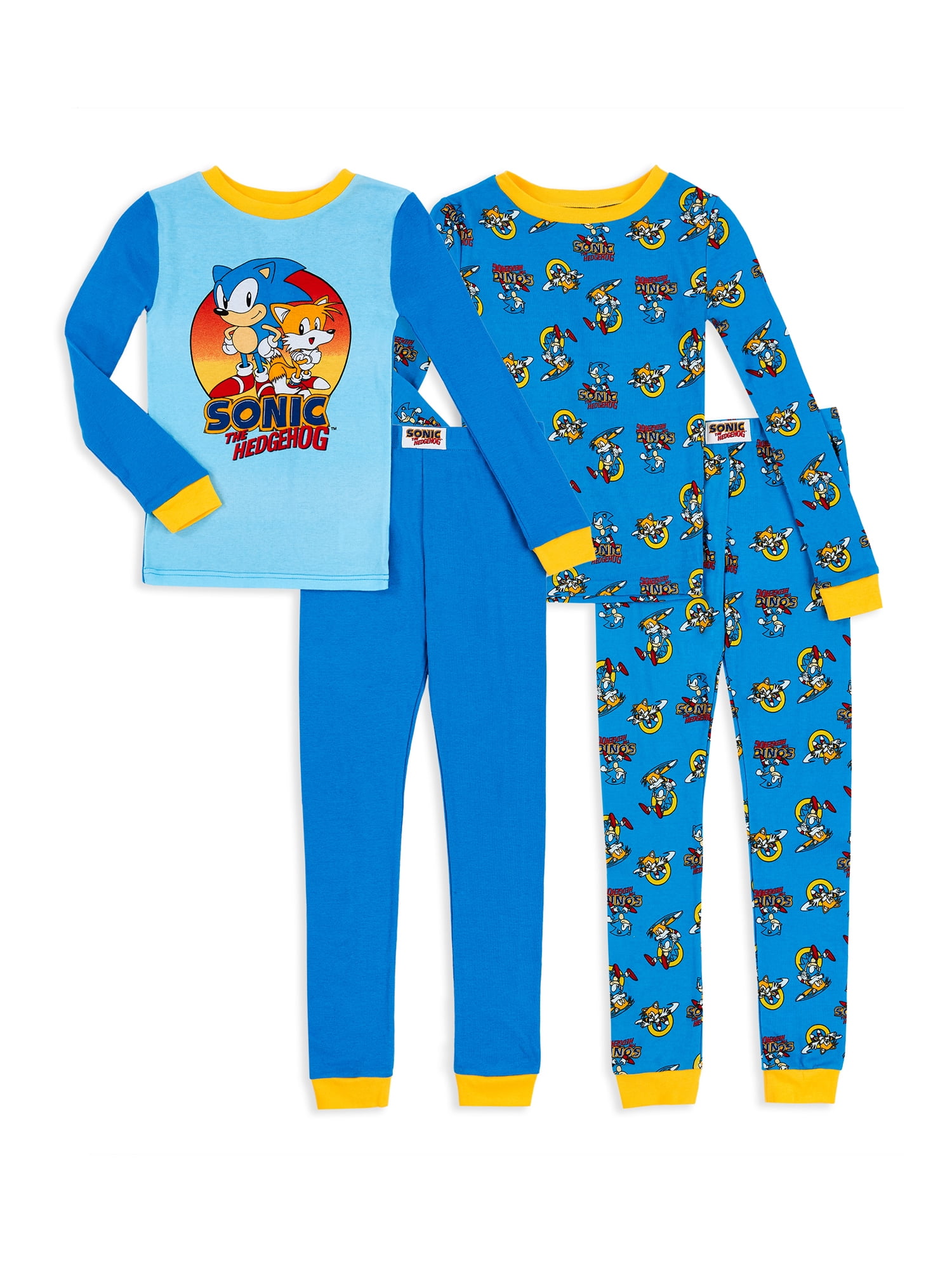 Sonic the Hedgehog Boys 4-Piece Cotton Long Pant Pajama Set, Sizes 4-10 ...