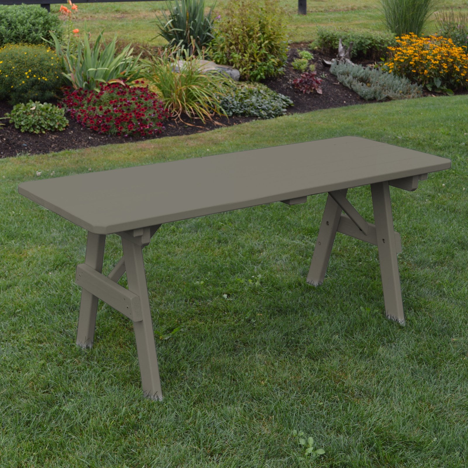 A & L Furniture Western Red Cedar Traditional Picnic Table - Table Only ...
