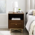 Walker Edison Modern Single Drawer Nightstand, Dark Walnut - Walmart.com