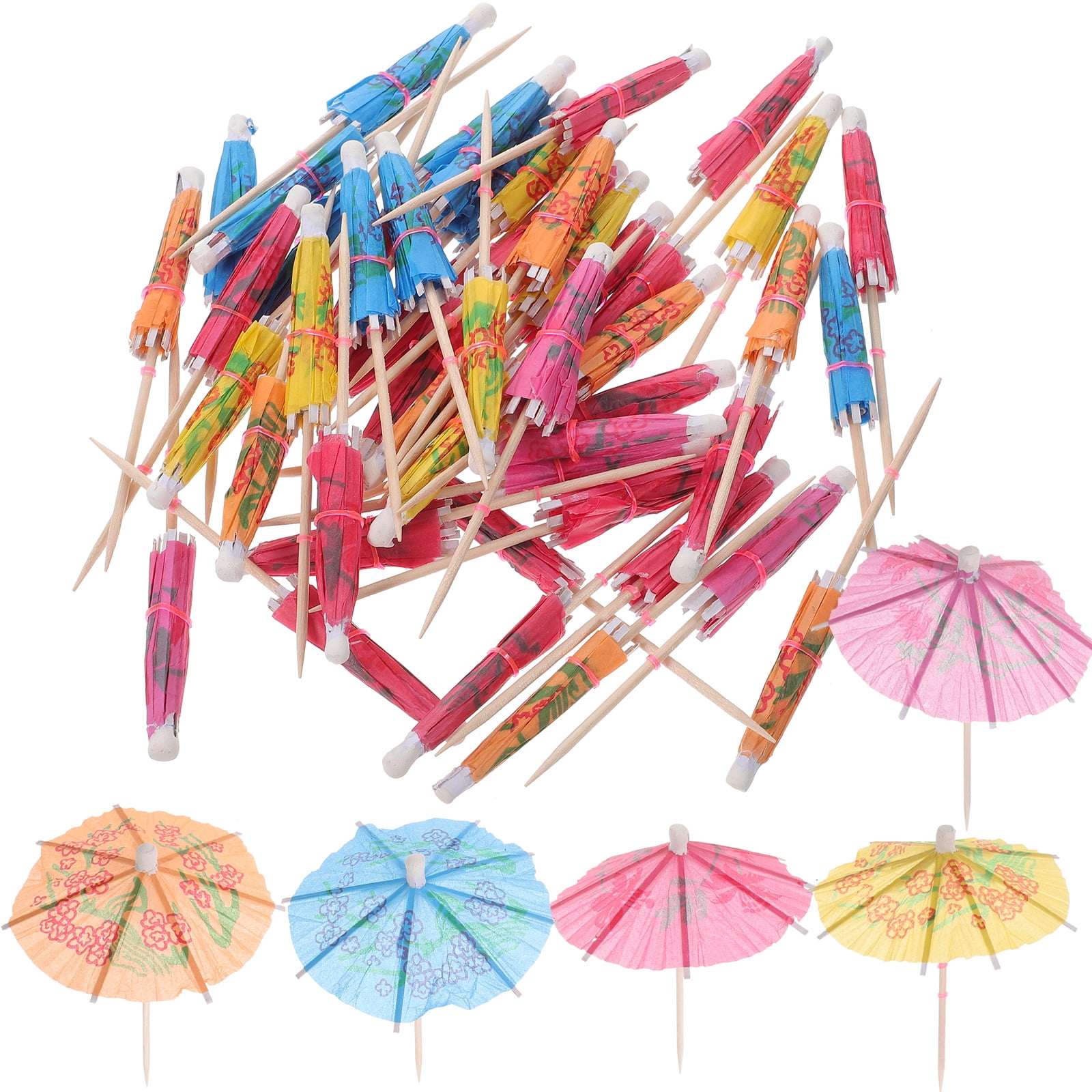 50pcs Drink Umbrellas Cocktail Picks Hawaiian Cupcake Toppers Umbrella ...