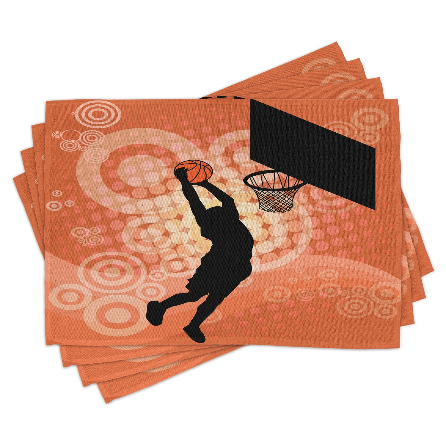 Basketball Placemats Set of 4 Basketball Player Silhouette Athlete ...