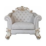 ACME Vendome II Chair with 2 Pillows in Two Tone Ivory Fabric and ...