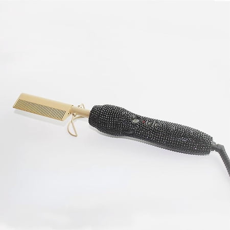 Black Diamonds Crystal Pressing Hot Comb Electric Ceramic Pressing Comb ...