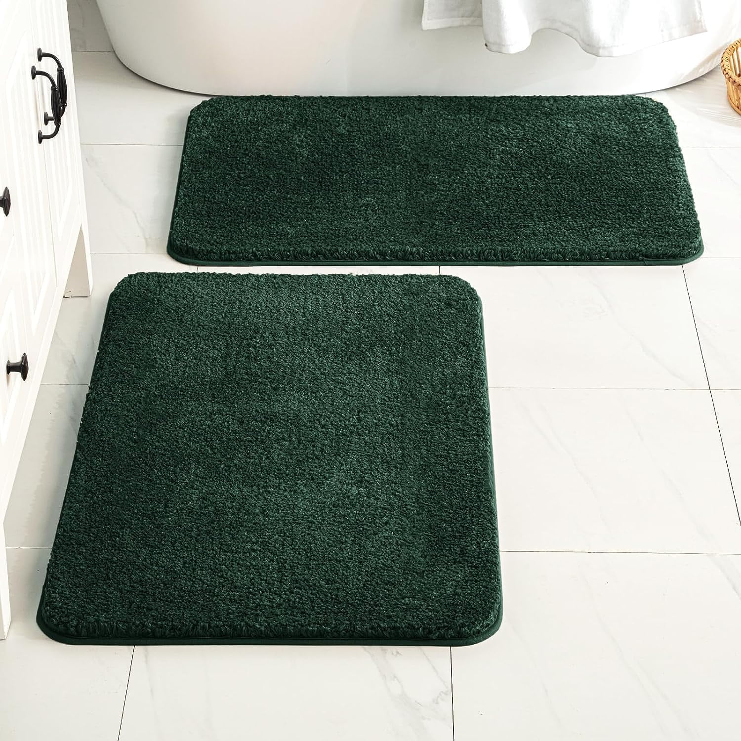 Click here for Biwat Dark Green Bathroom Rugs Set 2 Piece  Non Sl... prices