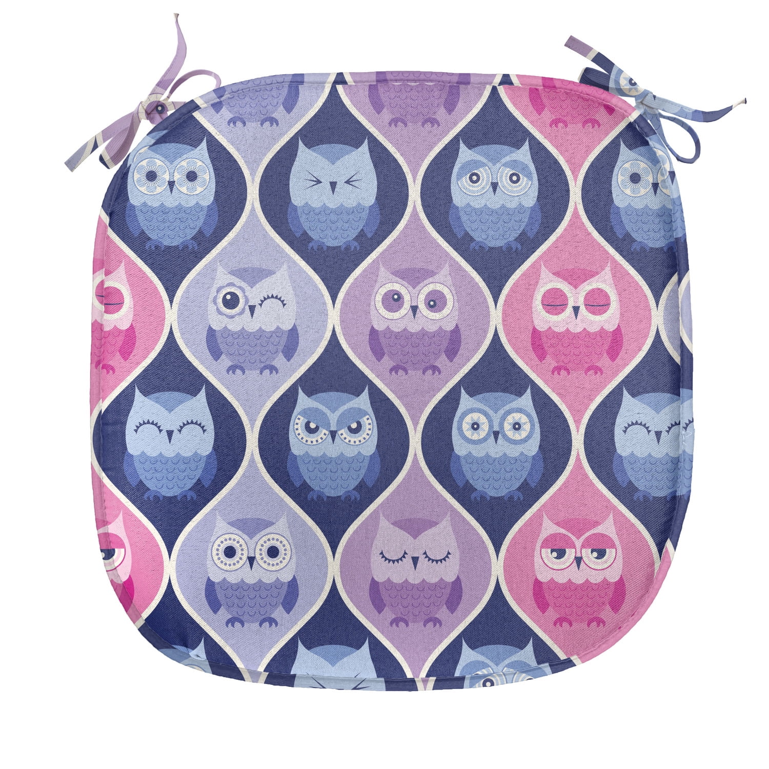 Owl Chair Seating Cushion, Tired Eyes Closed Sleeping Owls Silent ...