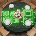 Art Gaming Icons Round Tablecloth 60 inches Multi Panel Neon Letter ...