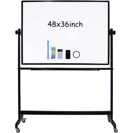 Sinda Large Double-Sided Magnetic Dry Erase Board，48 X 36 Inch Mobile ...