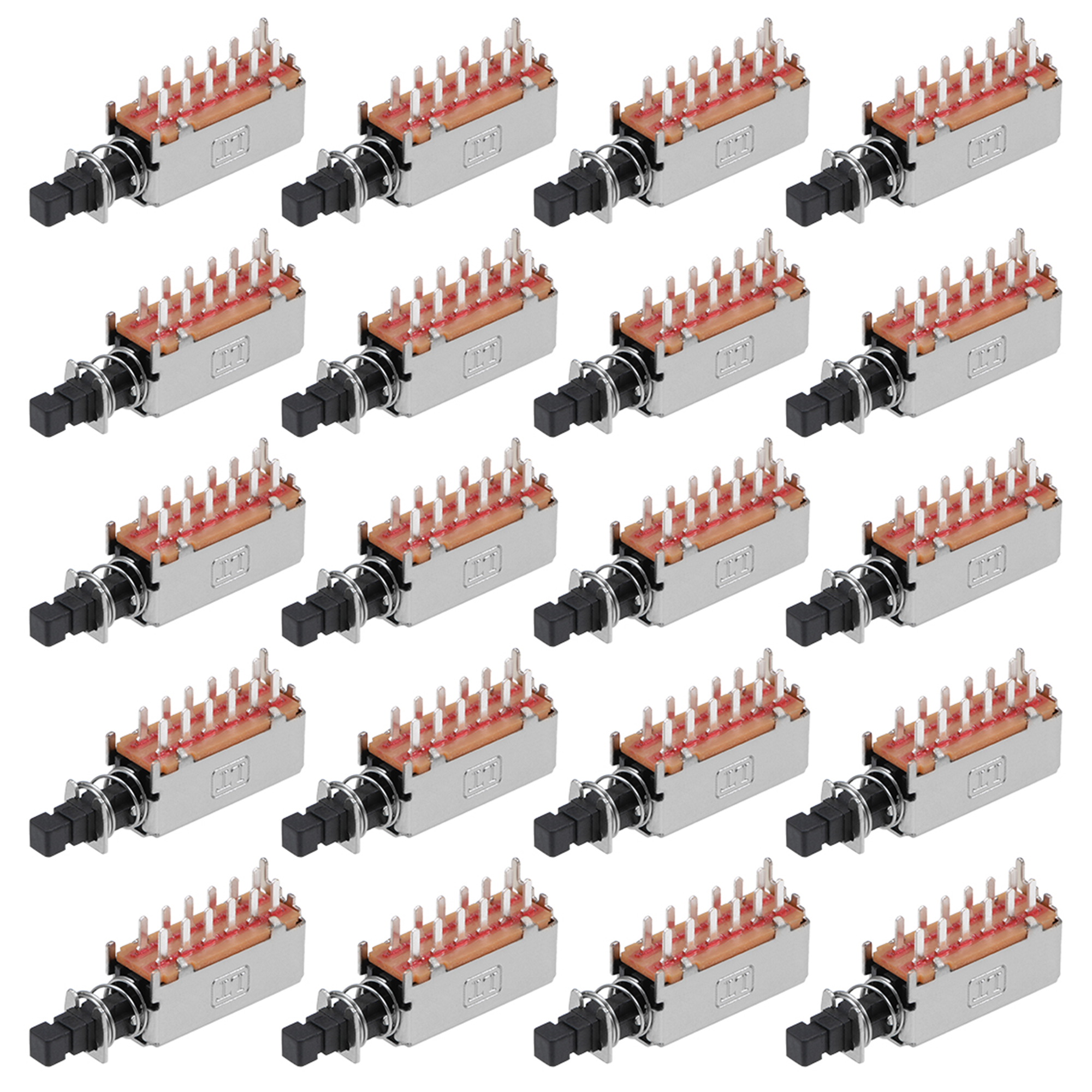 Push Button Switch, 4PDT 12 Pin 1 Position Self-Locking Black 20pcs ...