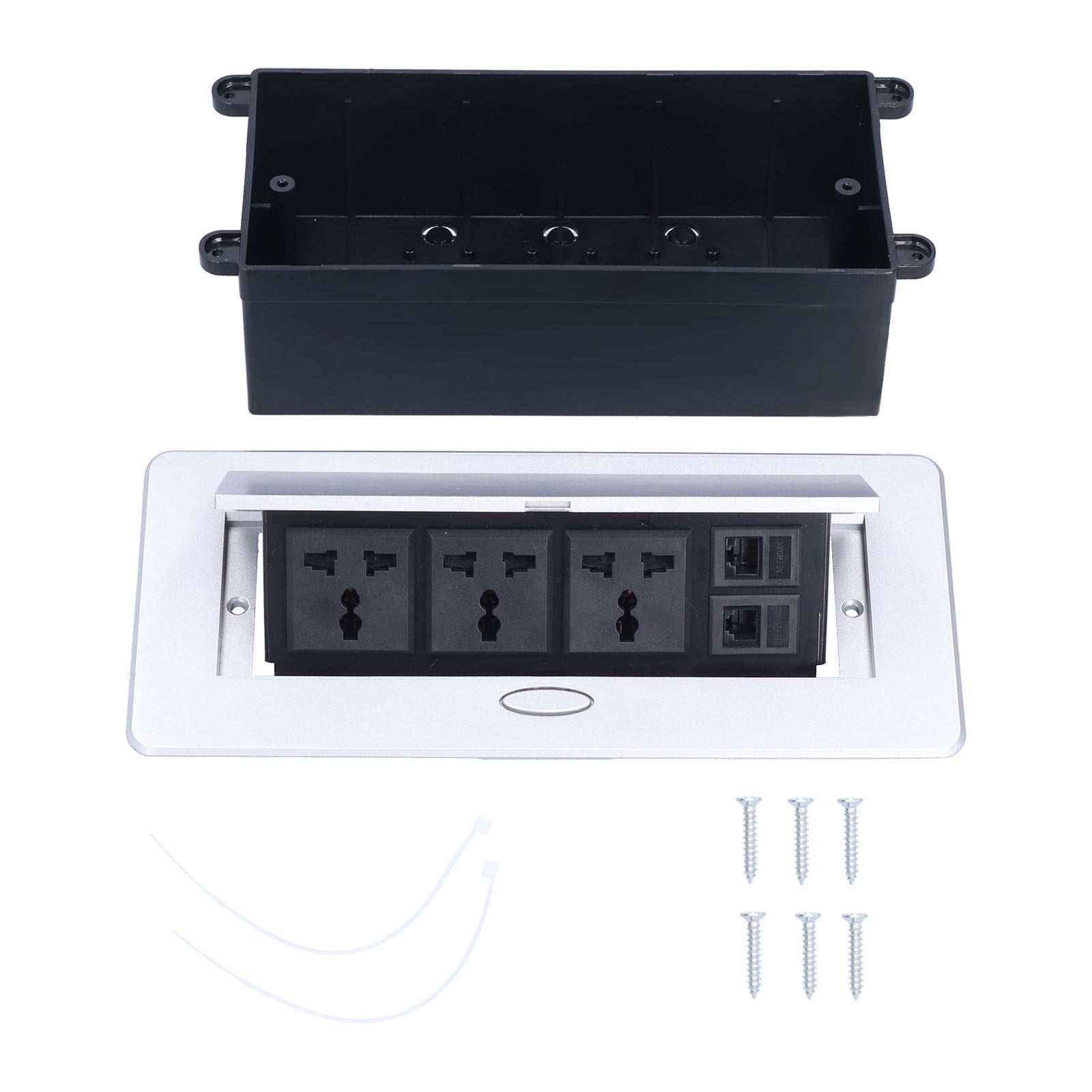 Floor Electrical Socket Embedded 3 Hole Outlet with Computer Telephone ...