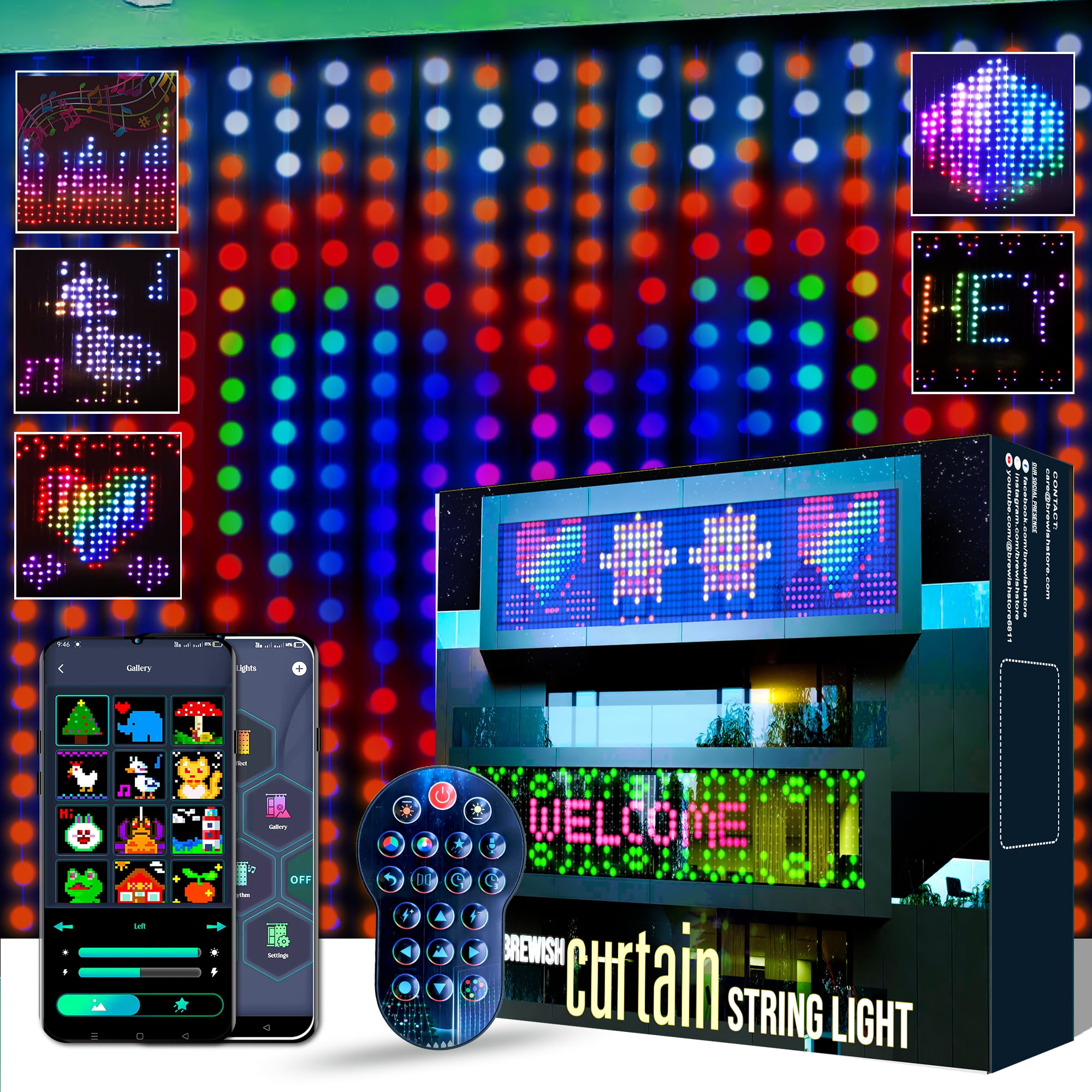 Brewish DIY Programmable LED Curtain Fairy Lights - 2.2 Meter - Walmart.com