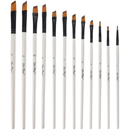HTCM 12pcs Angular Paint Brush Kits Angled Tipped Oil Painting Brushes ...
