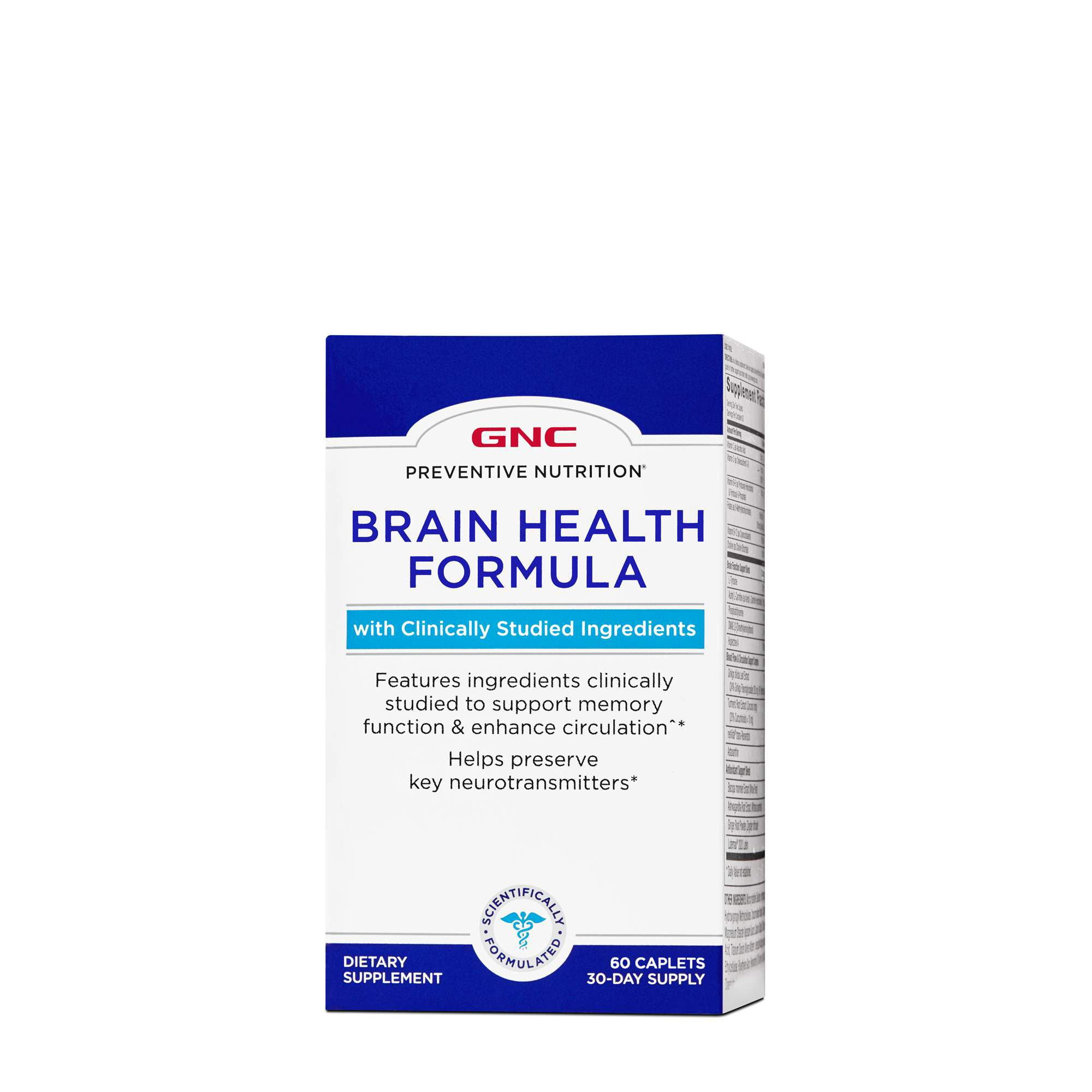 GNC Preventive Nutrition Brain Health Formula, 60 Caplets, Supports ...