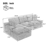 Harper & Bright Designs Modular Foam L-Shaped Sectional with Lounger ...
